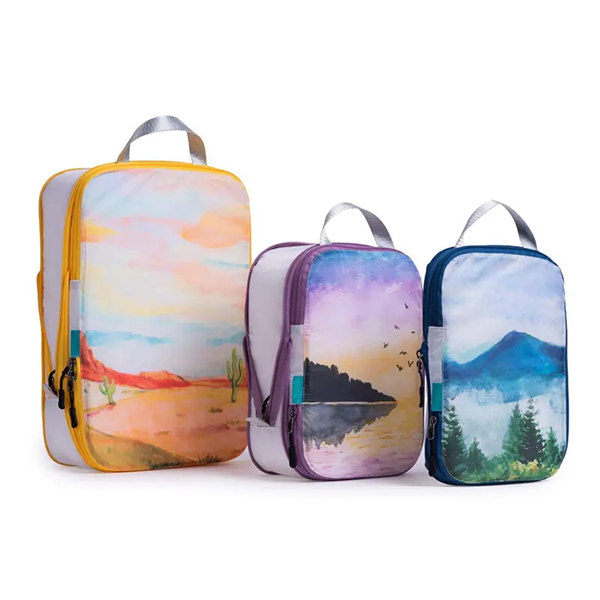 Portable Polyester Custom Printing Private Logo Compression Packing Cubes